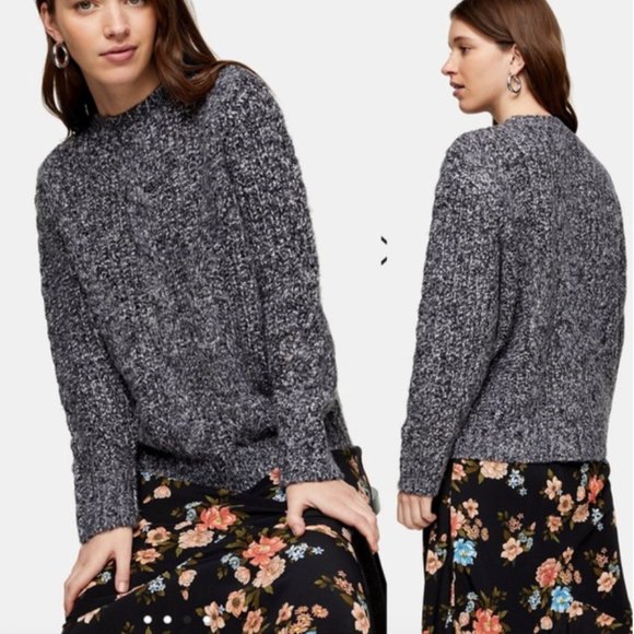 Topshop | Sweaters | Nwt Topshop Cable Knit Sweater In Black White ...